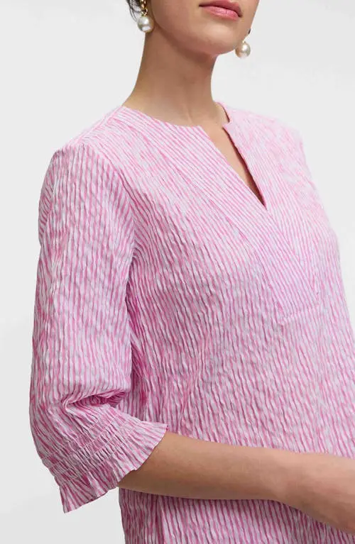 Foxcroft Alicia Crinkle Jacquard Dress - White/pink