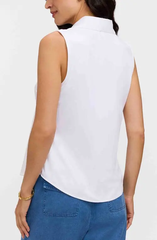 Foxcroft Sleeveless Button-up Shirt - White