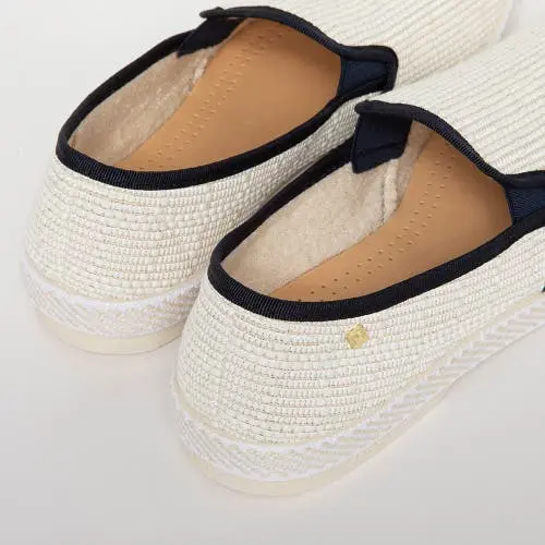 Rivieras Classic Raffia Textured Loafer - Ivory Navy