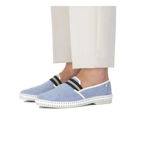 Rivieras Canvas Oxford Loafer With Striped Elastic - Navy