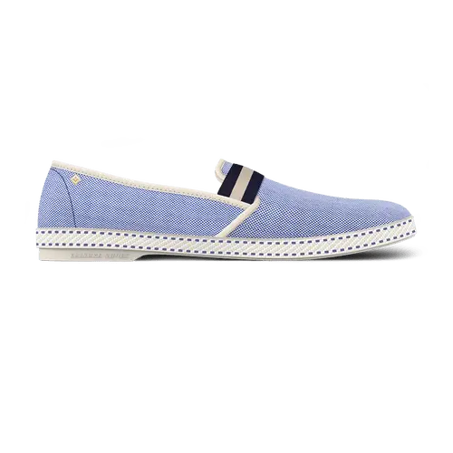Rivieras Canvas Oxford Loafer With Striped Elastic - Navy