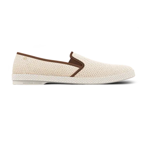 Rivieras Classic Mesh Slip-on Loafer - Cream With Brown Trim