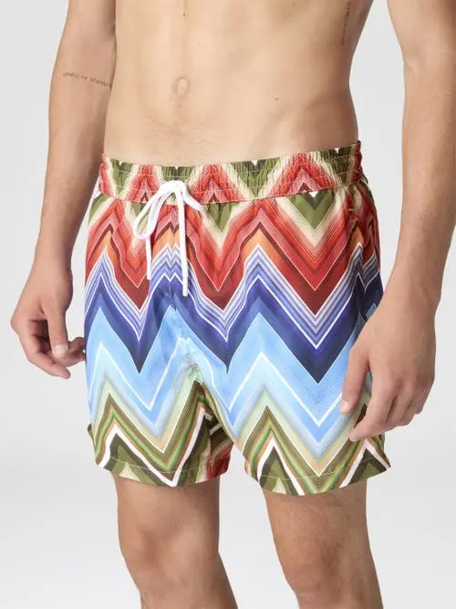 UM Mid-length Macro Zigzag Print Swim Shorts