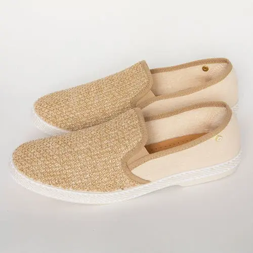Rivieras Classic Cotton Canvas And Raffia Slip-on Loafer