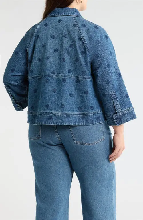 Wit & Wisdom Floral Embroidery Crop Denim Jacket