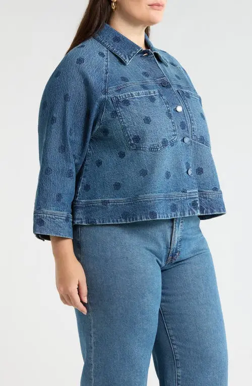 Wit & Wisdom Floral Embroidery Crop Denim Jacket