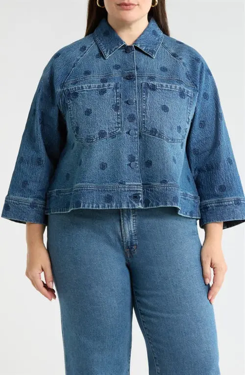 Wit & Wisdom Floral Embroidery Crop Denim Jacket