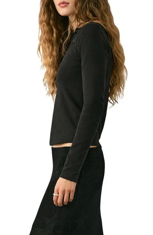 Mango Semisheer Knit Top - Black
