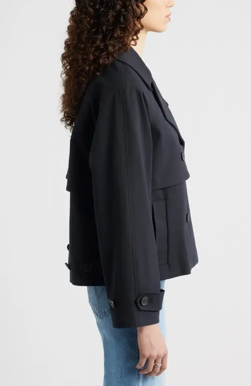 Nordstrom Stretch Cotton Trench Coat - Black