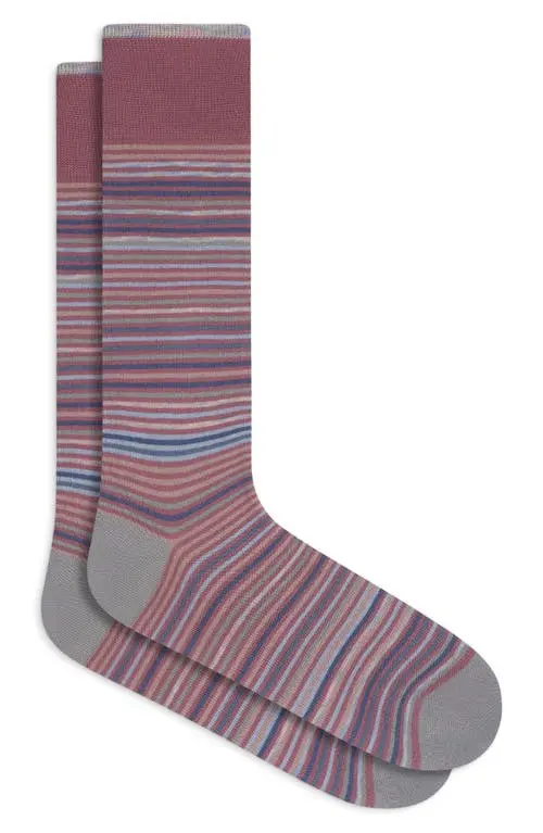 Bugatchi Stripe Mercerized Cotton Blend Dress Socks - Dusty Pink