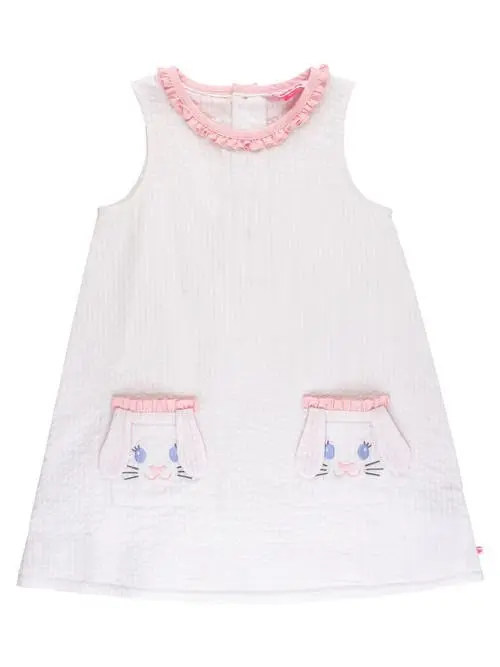 RUFFLEBUTTS Seersucker Ruffle Pocket Dress - Pink Bunny Ears Seersucker