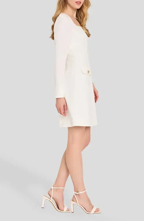 TAHARI ASL Long Sleeve Crepe Sheath Dress