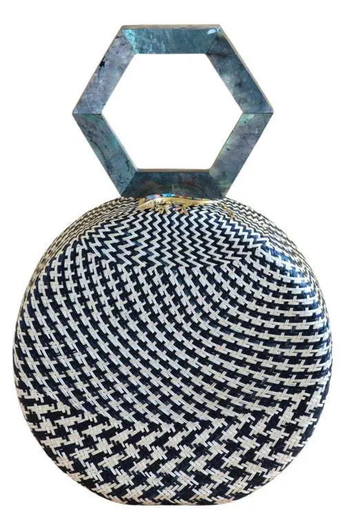 Likhâ Round Handbag With Mother-of-pearl Handle - Black