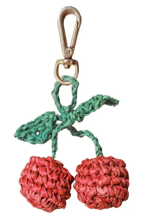 Likhâ Cherry Raffia Bag Charm - Red