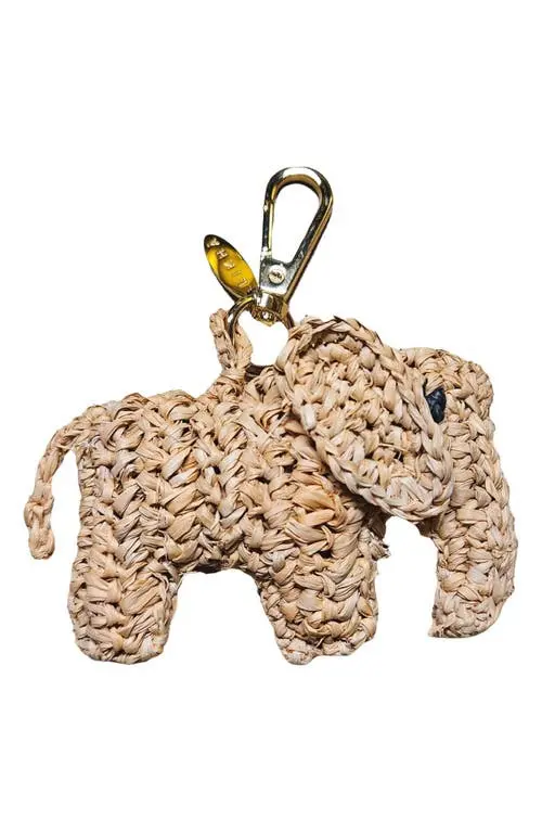 Likhâ Elephant Raffia Bag Charm - Brown