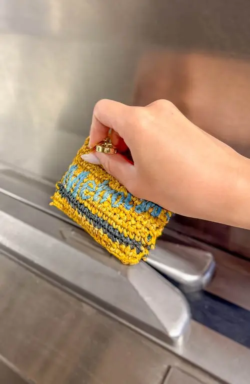 Likhâ Nyc Metrocard Raffia Bag Charm