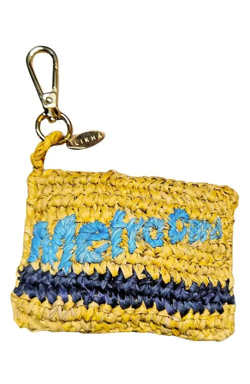 Likhâ Nyc Metrocard Raffia Bag Charm - Yellow