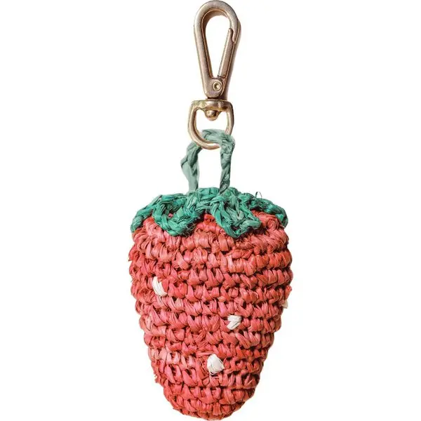 Likhâ Strawberry Raffia Bag Charm - Red