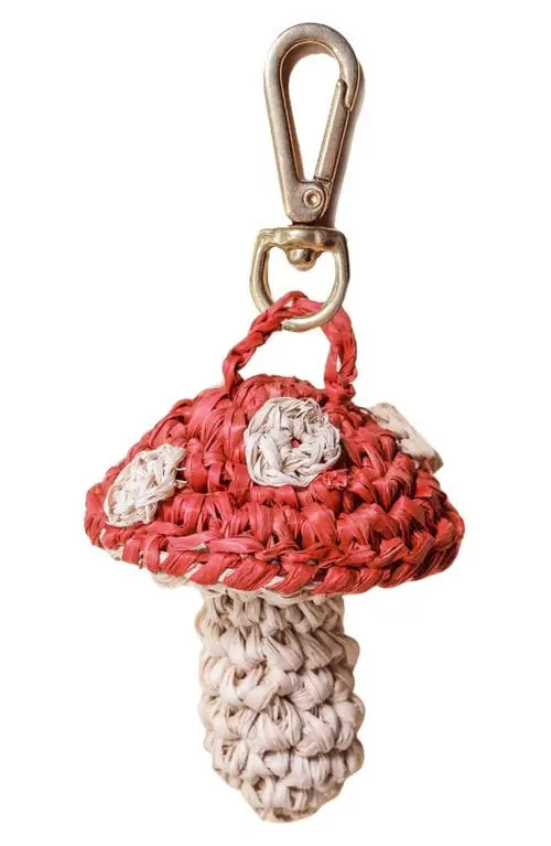 Likhâ Mushroom Raffia Bag Charm - Red
