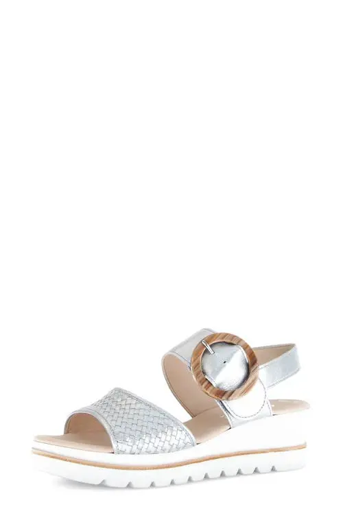 Gabor Lug Sole Quarter Strap Sandal - Silver