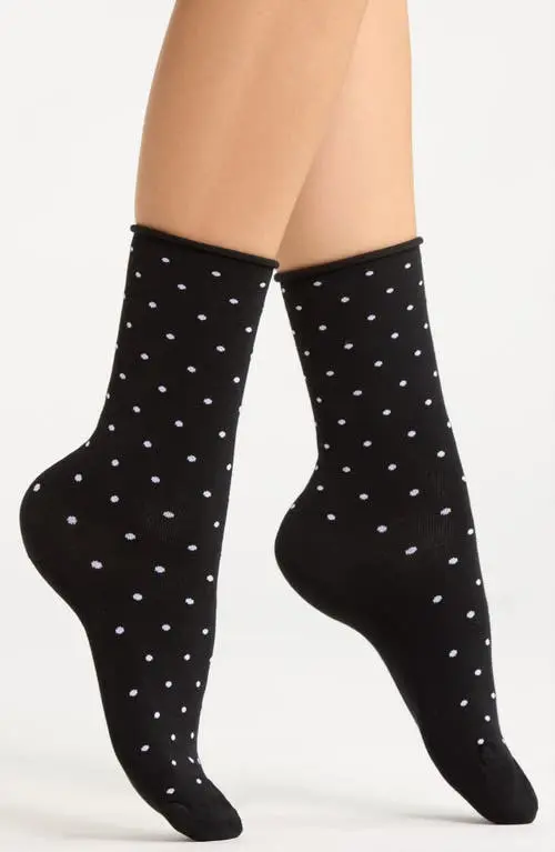 Nordstrom Rolltop Crew Socks - Black Dot