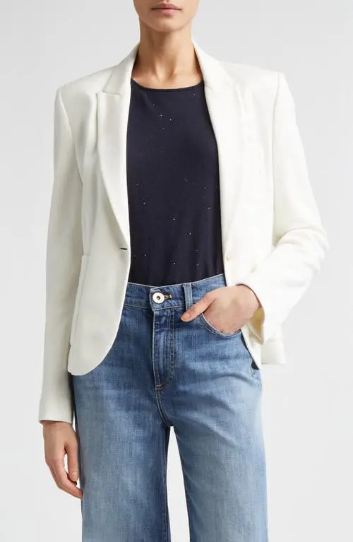Eleventy Cotton-blend Knit Jacket With Hooded Zip Inset - Ivory