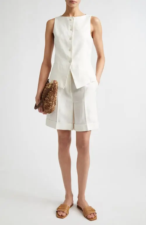 Eleventy Linen Blend Bateau Neck Vest