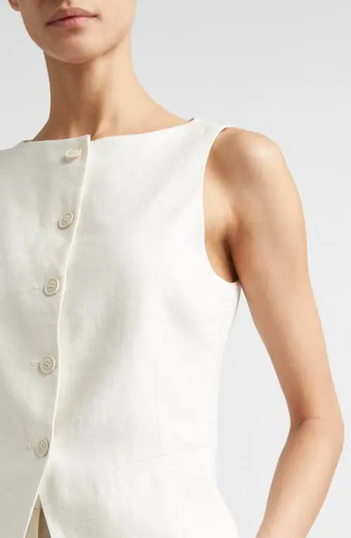 Eleventy Linen Blend Bateau Neck Vest