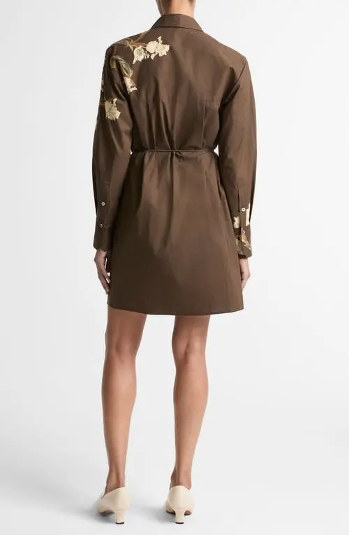 Vince Iris Floral Print Tie Waist Shirt Dress