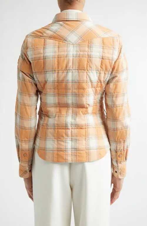 Moncler Nangy Quilted Shirt Jacket - Orange Check