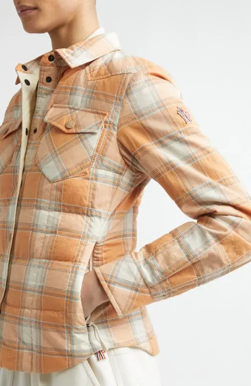 Moncler Nangy Quilted Shirt Jacket - Orange Check