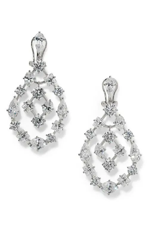 Nadri Riviera Chandelier Drop Earrings - Rhodium