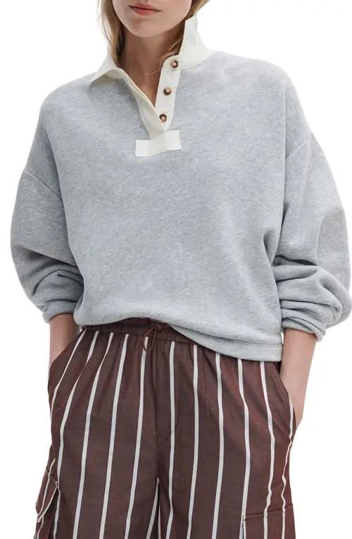 Rag & Bone Vintage Terry Polo Sweatshirt - Heather Grey