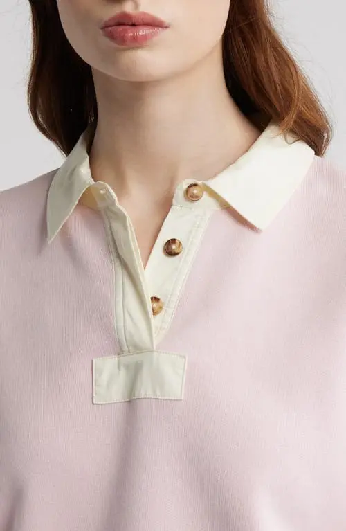 Rag & Bone Vintage Terry Polo Sweatshirt - Peony