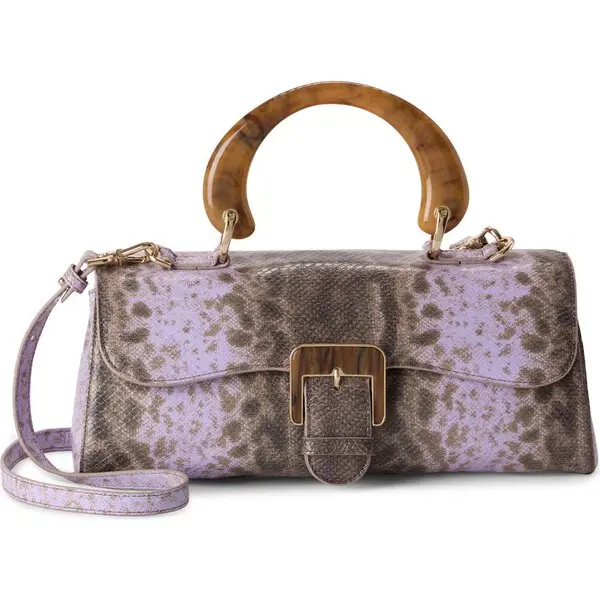 Brahmin Dayan Snakeskin Embossed Leather Satchel - Sheer Lavender