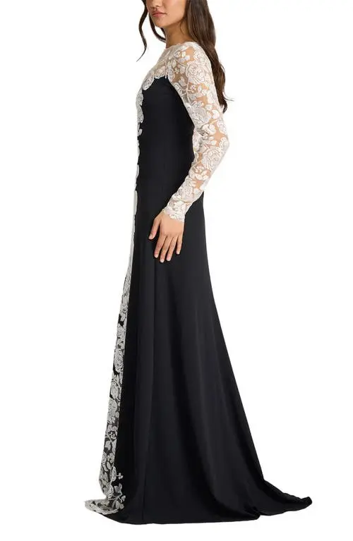 tadashi long sleeve lace dress Tadashi Shoji Women's Shika Embroidered Crepe Gown - Black