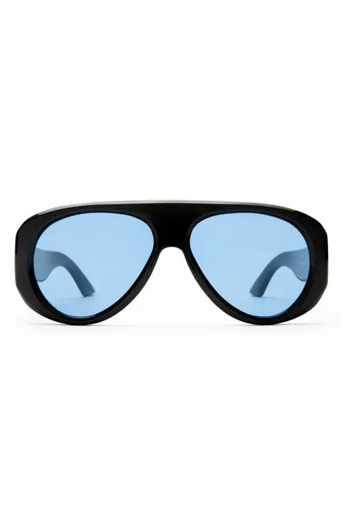 Le Specs Dream Boat 57mm Aviator Sunglasses - Black/blue Mono