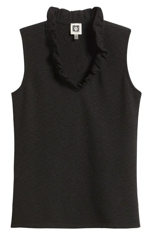 Anne Klein Ruffle Sleeveless Knit Top - Anne Black