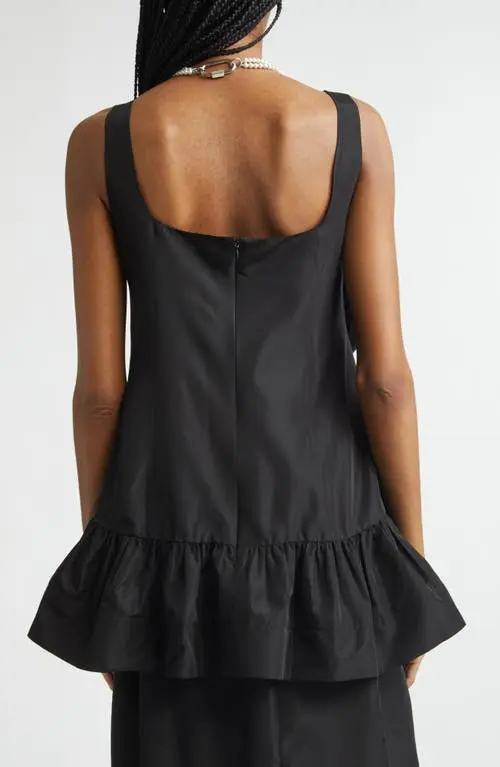 Simone Rocha Pressed Rosette Tilted Taffeta Peplum Top - Black/black