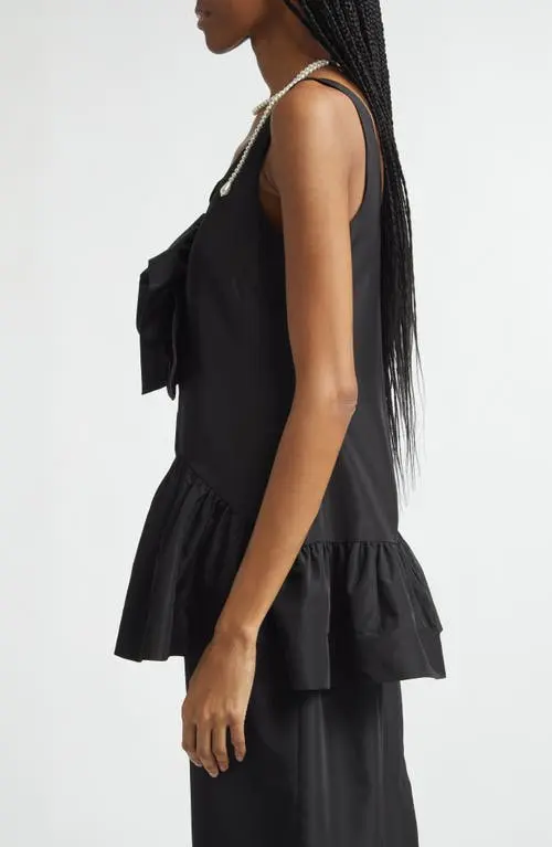 Simone Rocha Pressed Rosette Tilted Taffeta Peplum Top - Black/black