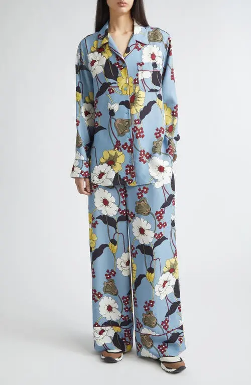 Marni Melodia Floral Satin Pajama Shirt