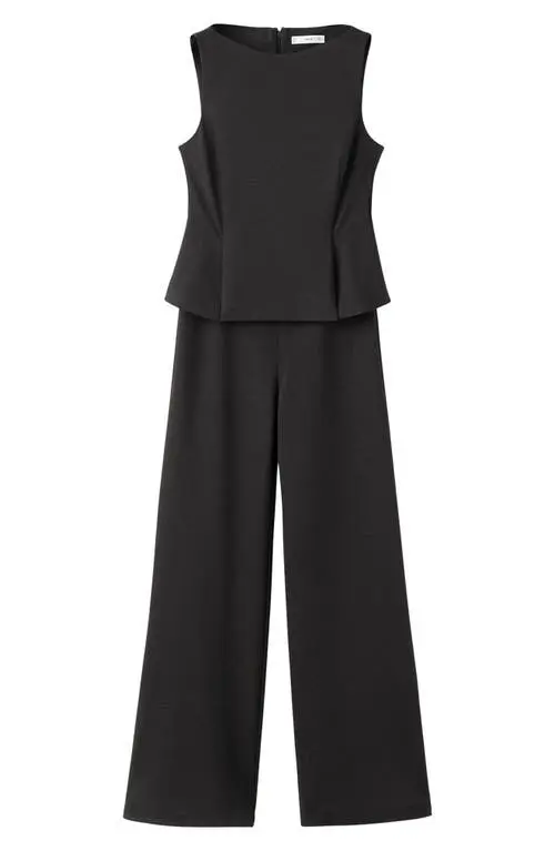 Mango Peplum Sleeveless Jumpsuit - Brown