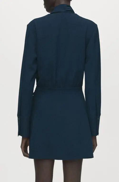 Mango Draped Long Sleeve Dress
