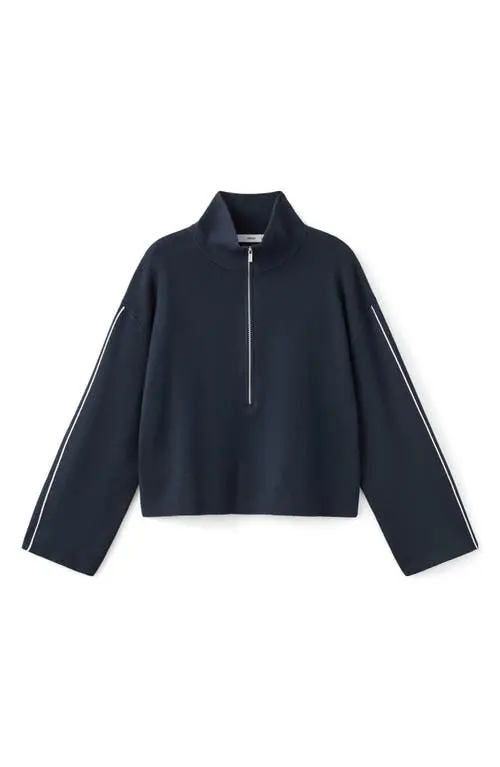 Mango Contrast Stripe Half Zip Sweater