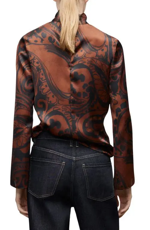 Mango Paisley Print Satin Top