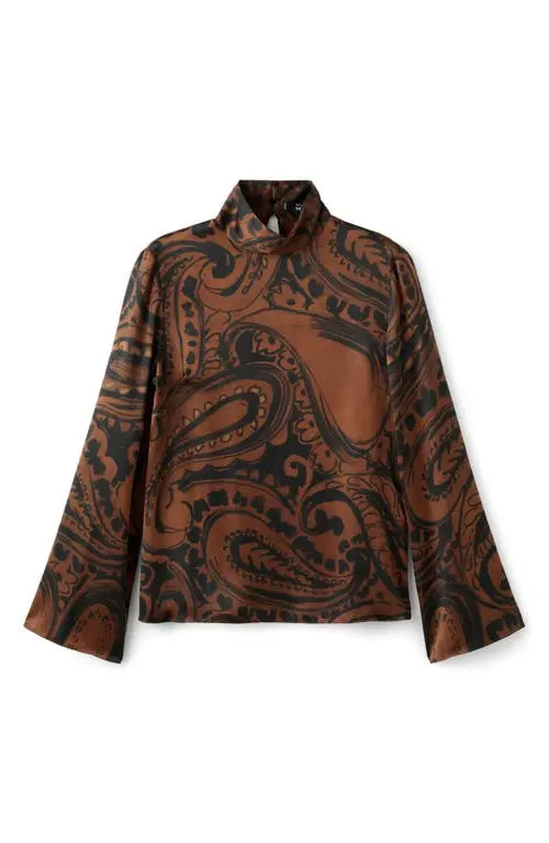 Mango Paisley Print Satin Top