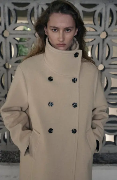 Mango Double Breasted Stand Collar Coat