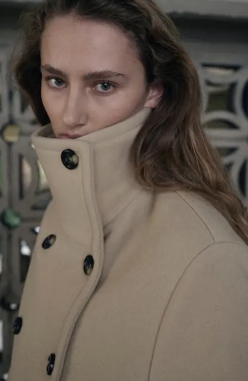 Mango Double Breasted Stand Collar Coat