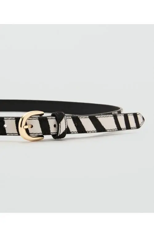 Mango Animal Print Calf Hair Belt