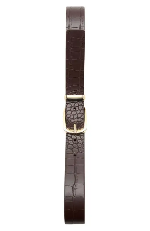 Mango Croc Embossed Faux Leather Belt - Brown